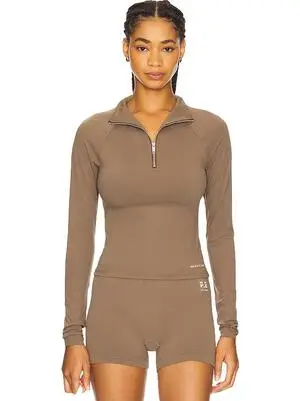 P.E Nation Routine Quarter Zip Long Sleeve Top - Walnut