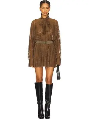 Norma Kamali Super Oversized Boyfriend Flared Mini Shirt Dress - Bark