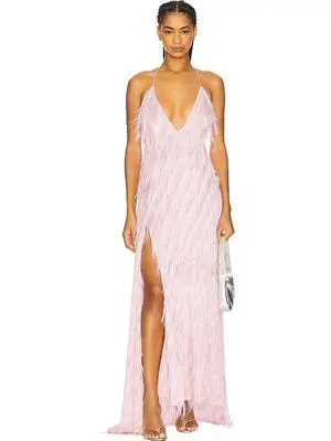 For Love & Lemons Heidi Fringe Maxi Dress - Pink
