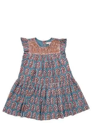 Pink Chicken Fiona Ruffle Dress - Blue Paisley
