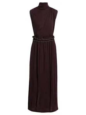 Ulla Johnson Gemma Ruffled Wool Turtleneck Maxi Dress - Merlot