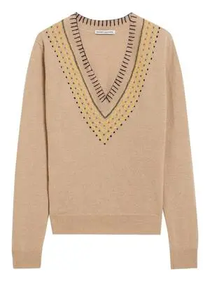 Autumn Cashmere Embroidered Cashmere Sweater - Sand