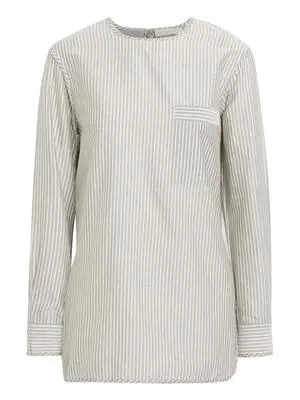 Ulla Johnson Sabine Striped Cotton And Silk-blend Tunic - Gray