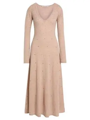Autumn Cashmere Bead-embellished Midi Dress - Sand
