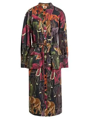 Farm Rio Printed Cotton-poplin Midi Shirt Dress - Brown