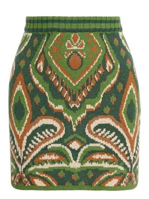 Farm Rio Jacquard-knit Mini Skirt - Green