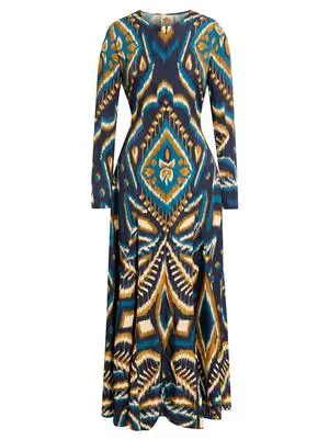 Farm Rio Printed Crepe De Chine Maxi Dress - Petrol