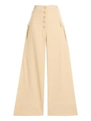 Farm Rio Cotton-twill Wide-leg Pants - Beige