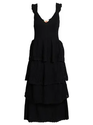 Farm Rio Tiered Crochet Midi Dress - Black