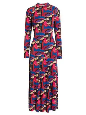 Farm Rio Printed Jersey Midi Dress - Royal Blue