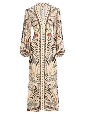 Farm Rio Printed Crepe Maxi Dress - Sand