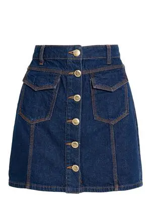 Farm Rio Denim Mini Skirt - Dark Denim