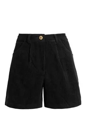 Farm Rio Cotton-corduroy High-rise Shorts - Black