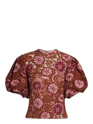 Farm Rio Guipure Lace Blouse - Brown