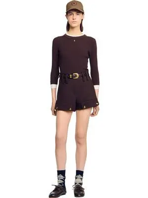 Sandro 2-in-1 Mixed Wool Sweater - Brown