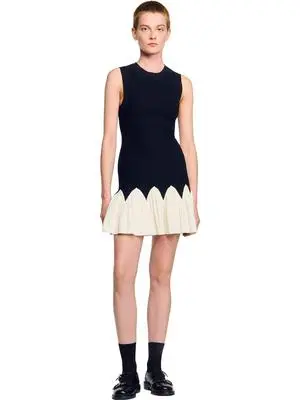 Sandro Two-tone Knit Mini Dress - Black / Ecru
