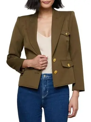 L'Agence Wylla Structured Blazer - Pine/multi Western Snake
