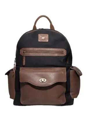 Will Leather Goods Canvas & Leather Backpack - Black/brown