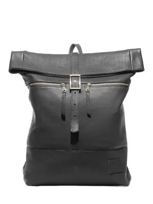 Will Leather Goods Leather Roll Top Backpack - Black