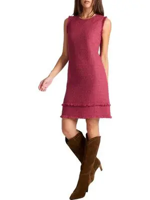 Santorelli Aretha Sleeveless Shift Tweed Dress - Crushed Berry