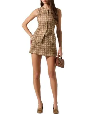 Astr The Label Dilone Plaid Tweed Minidress - Brown Multi