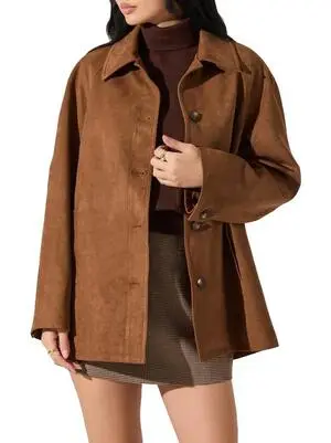 Astr The Label Presleigh Faux Suede Jacket - Camel
