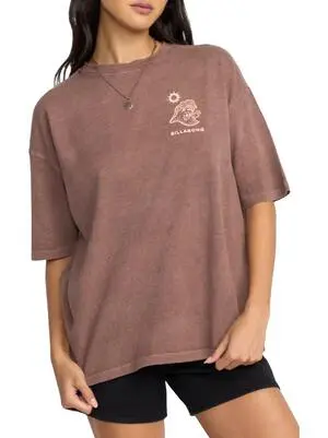 BILLABONG Oversized Cotton Graphic T-shirt - Espresso
