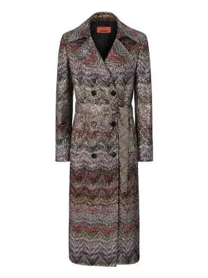 Missoni Long Double-breasted Zigzag Trench Coat - Multicoloured