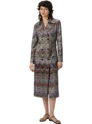 Missoni Long Double-breasted Zigzag Trench Coat - Multicoloured