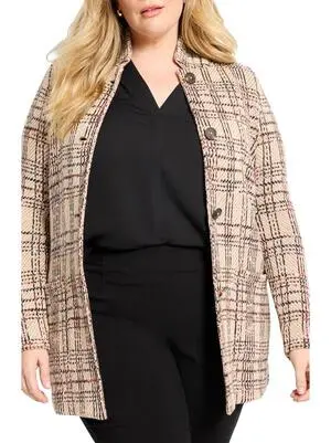 NIC+ZOE Stitchy Plaid Knit Blazer - Neutral Multi