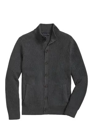 Brooks Brothers Button Front Cotton Cardigan - Charcoal