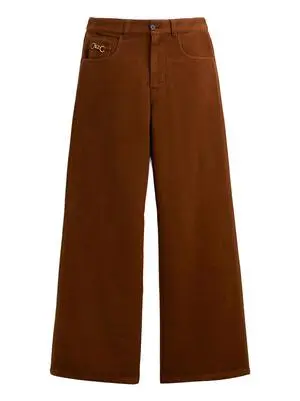Coach Cotton Moleskin Wide Leg Trousers - Medium Brown