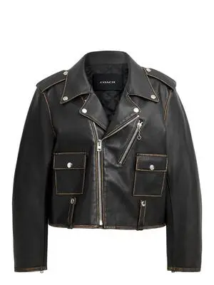Coach Moto Leather Jacket - Black
