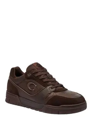 COACH Soho Lace-up Leather And Suede Sneakers - Maple