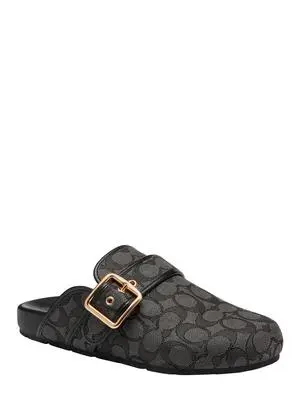 COACH Archival Buckle Clog In Signature Jacquard - Smoke/coal