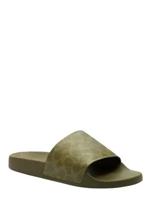 COACH Signature Canvas Pool Slide - Olive