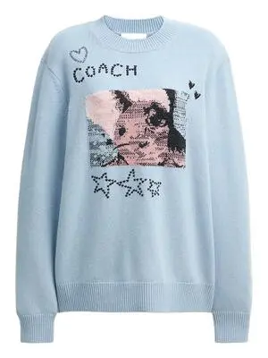 COACH Intarsia Crewneck Sweater - Blue