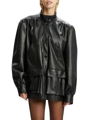 Bardot Clements Boxy Faux Leather Jacket - Black