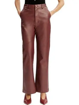 Bardot Karsoon Faux Leather Straight Leg Pants - Burgundy