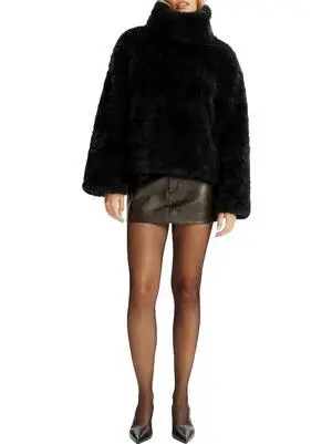 Bardot Faux Fur Turtleneck - Black