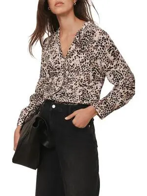 Mint Velvet Animal Print Long Sleeve Shirt - Brown