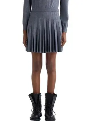 Balenciaga Pleated Wool Skirt - 1167 Heather Grey