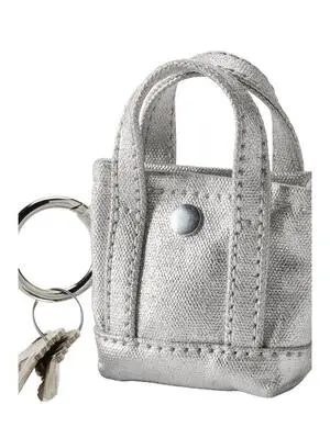 LANDS' END Canvas Mini Tote Bag Charm Metallic Silver