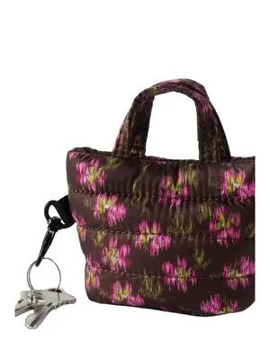 LANDS' END Canvas Mini Tote Bag Charm Rich Coffee Ikat Floral
