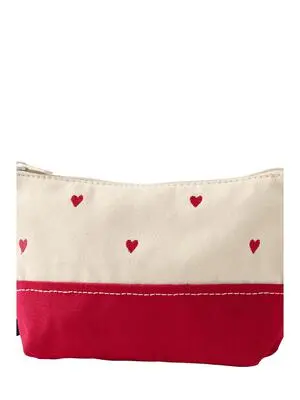 LANDS' END Canvas Pouch Embroidered Hearts