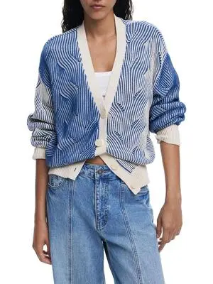 DESIGUAL Mixed Stripe Cardigan