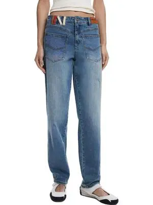 Desigual Barrel Leg Jeans - Medium Blue