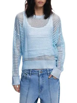 Desigual Relaxed-fit Open Stitch Sweater - Medium Blue