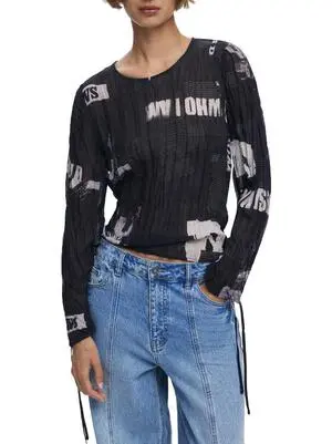 Desigual Print Crinkle Top - Black