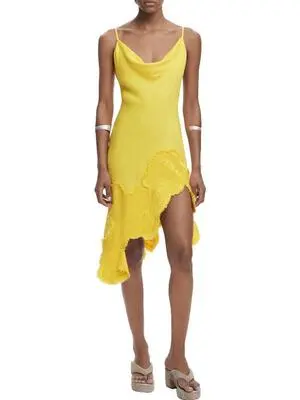 Desigual Embroidered Satin Slipdress - Yellow